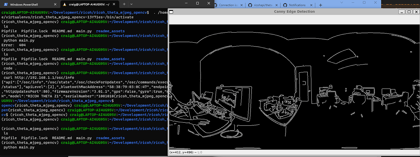 Preview MJPEG Stream on a Ricoh Theta X with Python and OpenCV - API Usage - Camera 360 Developer